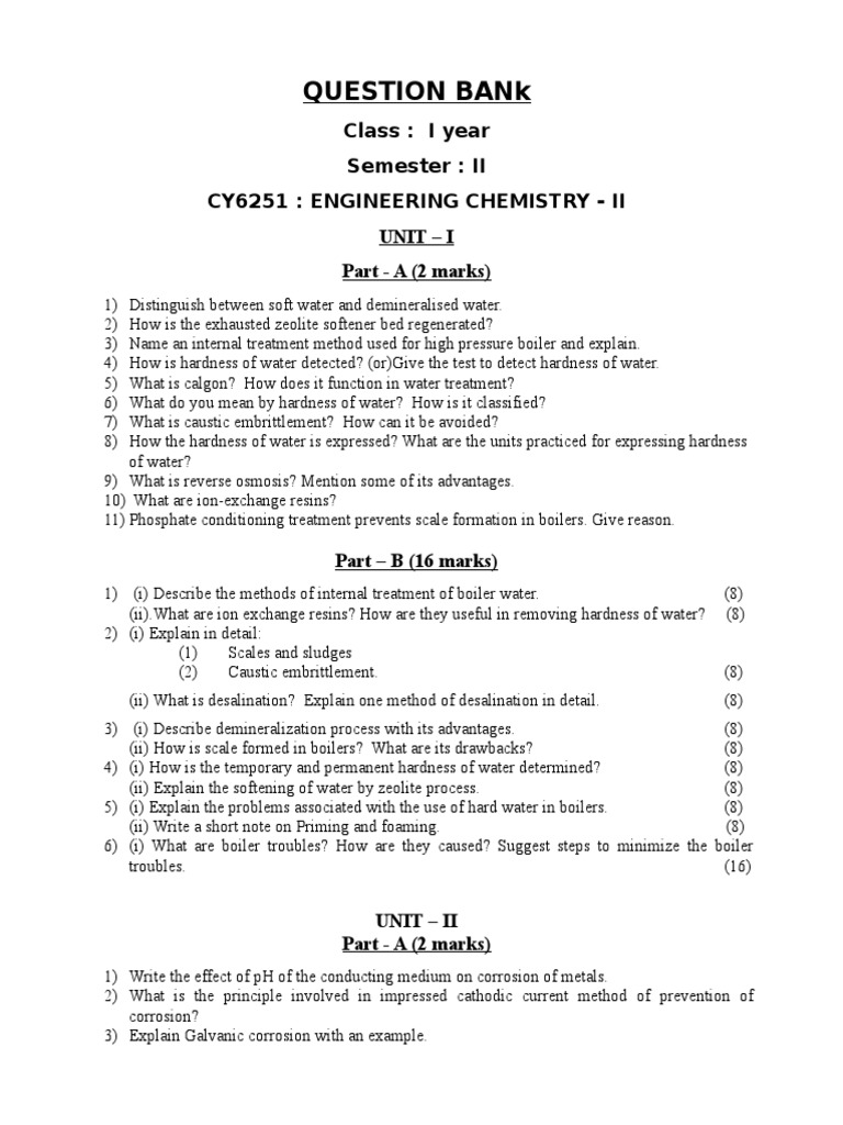 Chemistry Question Bank | PDF | Corrosion | Electrochemistry
