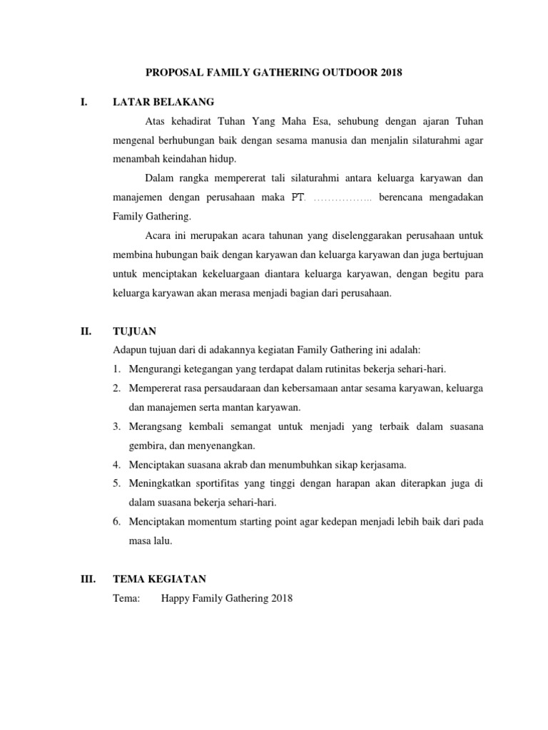 Proposal Family Gathering Outdoor 2018 | PDF