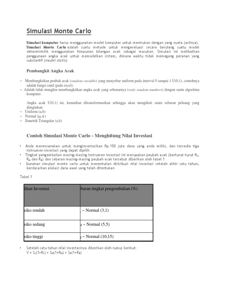 Simulasi Monte Carlo | PDF