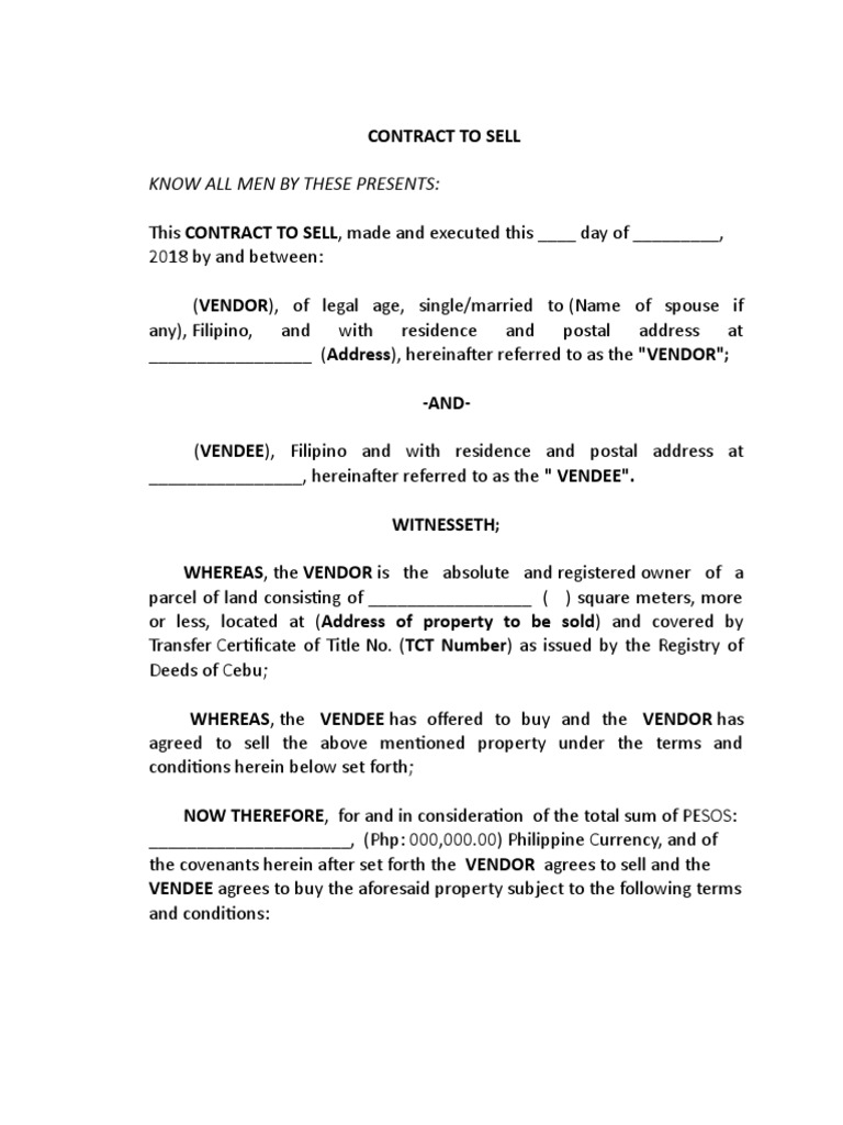 Contract to Sell Draft | Notary Public | Taxes