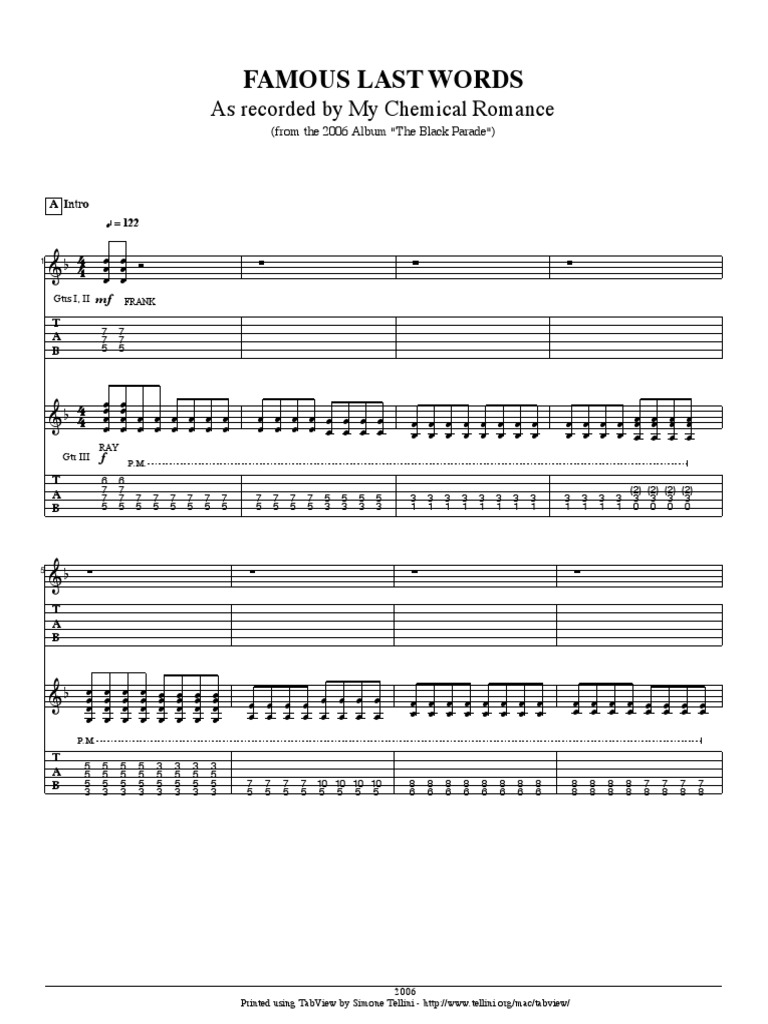 My Chemical Romance - Famous Last Words PDF | PDF | Warner Bros ...