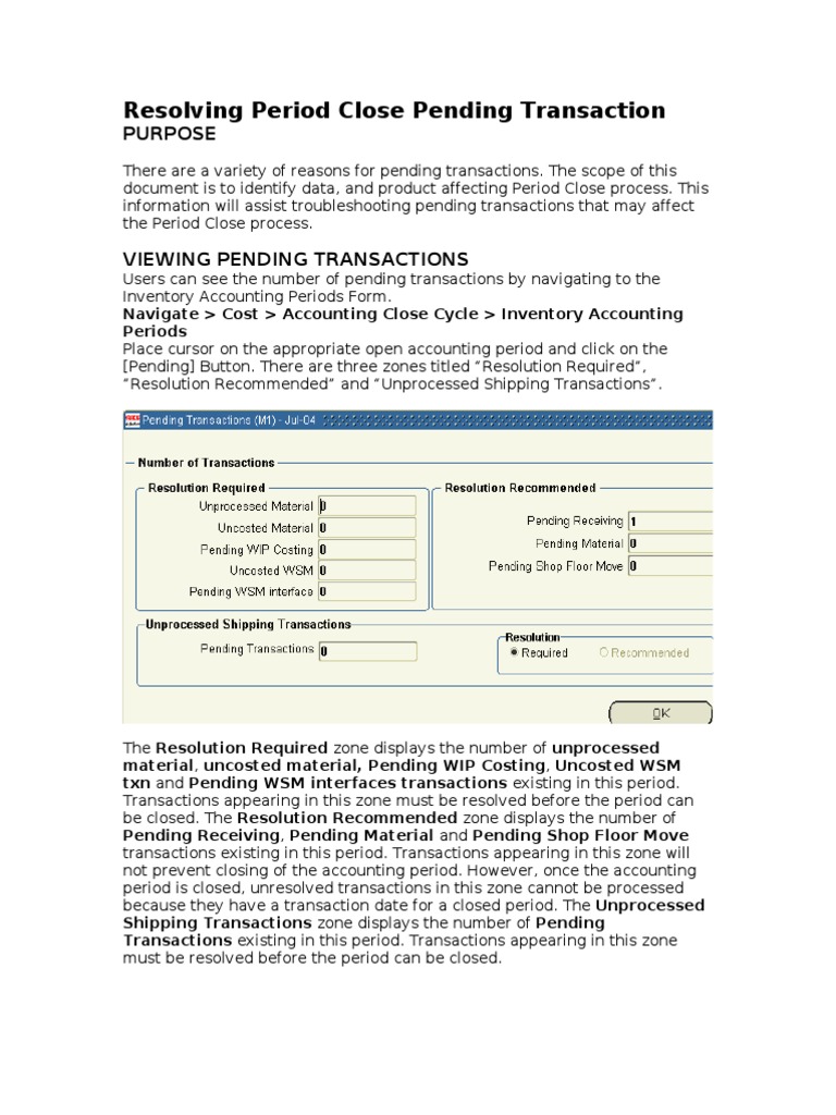 Clearing Pending Transactions | PDF | Inventory | Information ...
