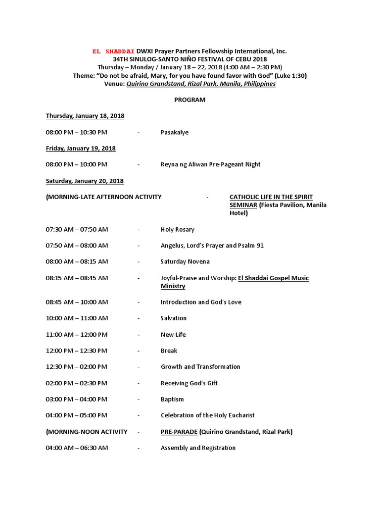 Official Program - Annual Feast of Sinulog-Santo Niño Festival | PDF ...