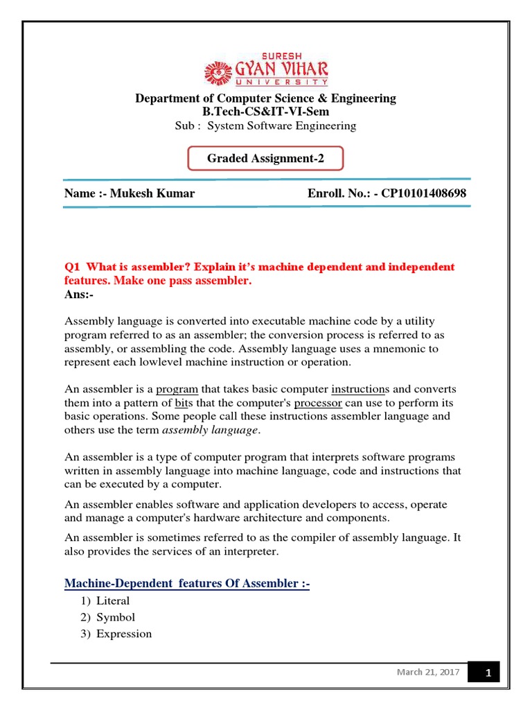 Assignment | PDF | Assembly Language | Computer Program