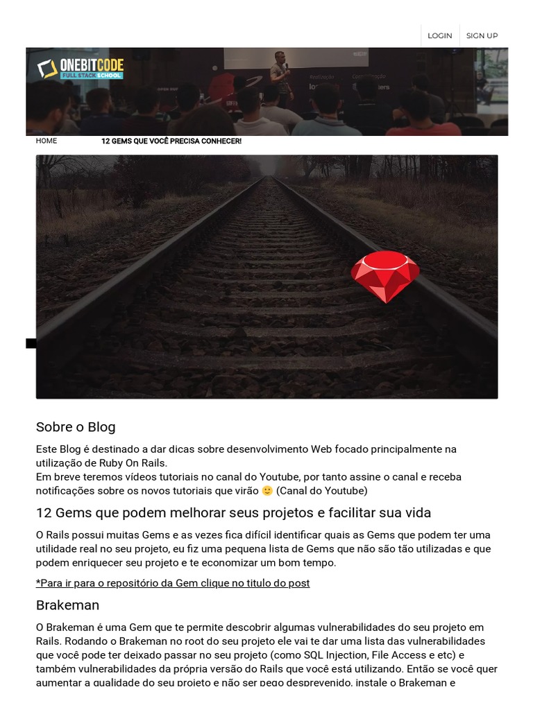 12 Gems Ruby on Rails que melhoram seus projetos | PDF | YouTube | Facebook