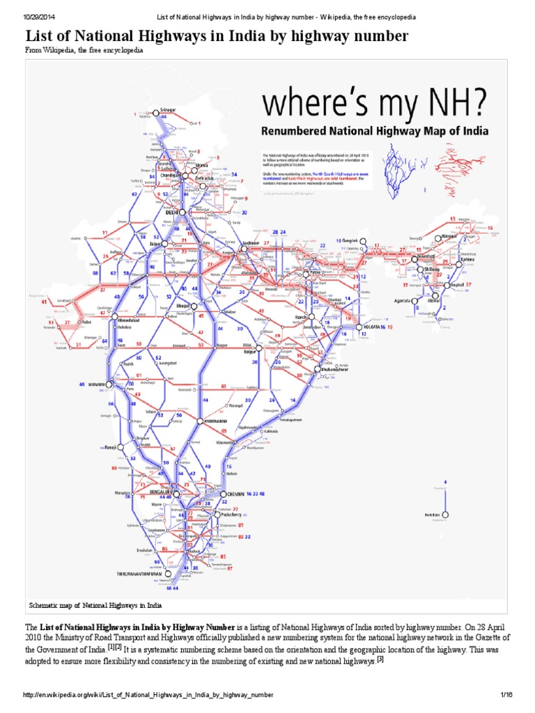 National Highway of India | PDF | Streets And Roads | Land Transport