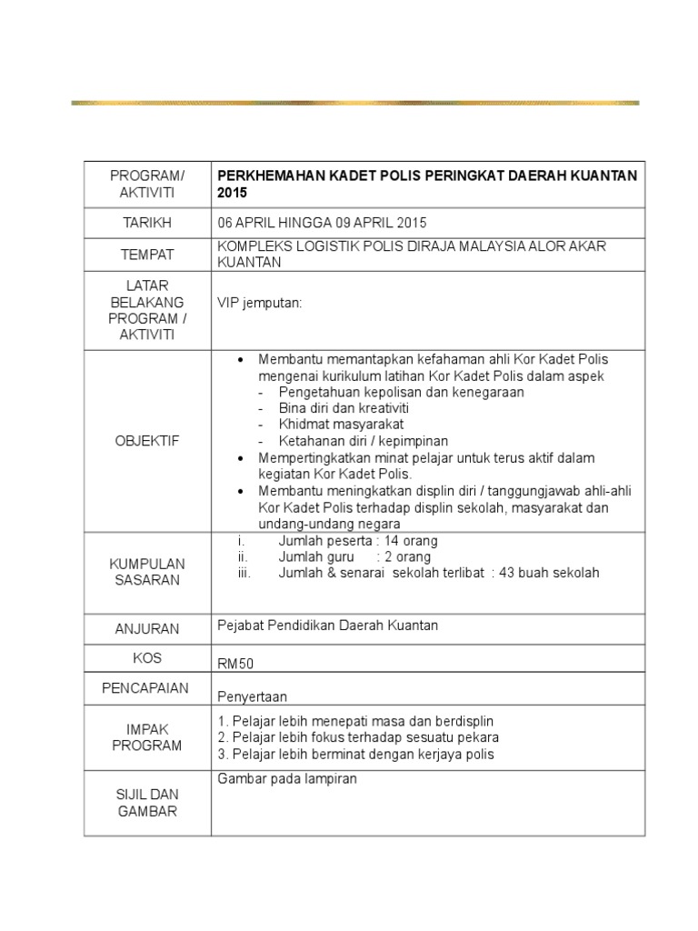 Laporan Kadet Polis | PDF