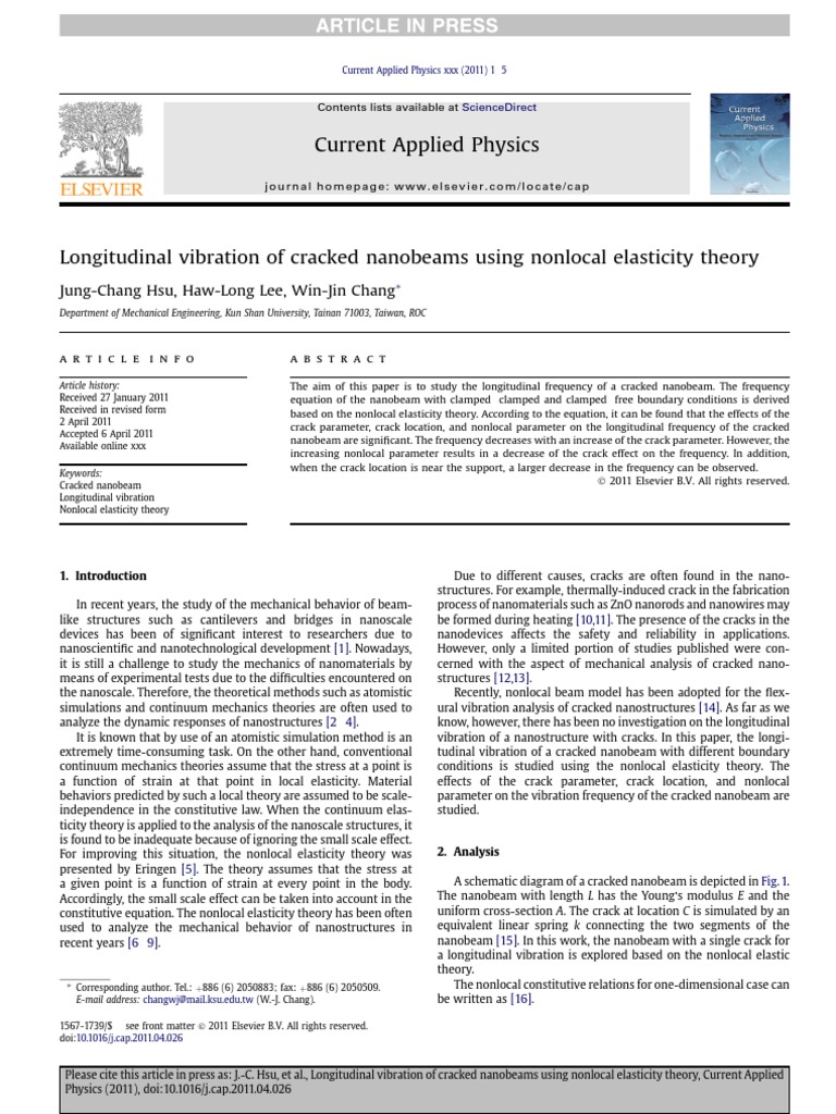 01-2 - Longitudinal Vibration of Cracked Nanobeams Using Nonlocal ...