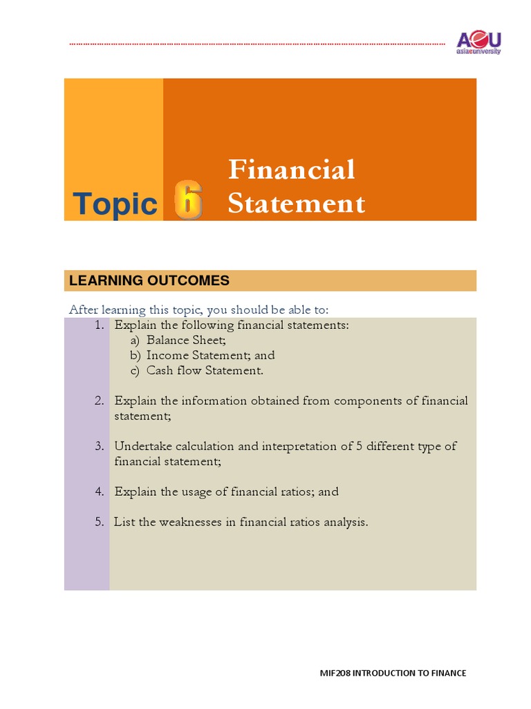 Chapter 6 Financial Statement Ratio Analysis | PDF | Cash Flow Statement | Balance Sheet
