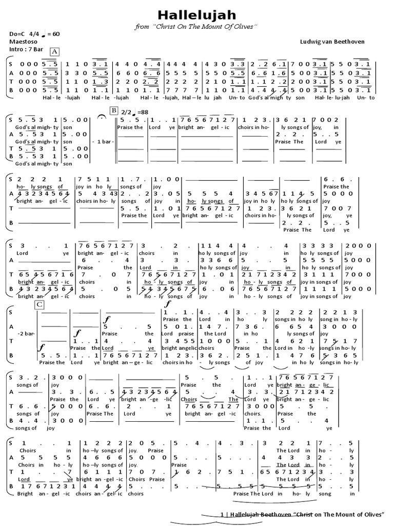 Partitur Lagu Koor-SATB-Hallelujah-Beethoven | PDF | Tetragrammaton ...