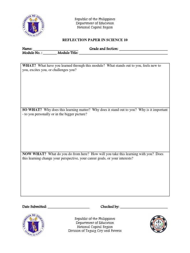 Reflection Paper in Science 10 | PDF | Career & Growth | Wellness