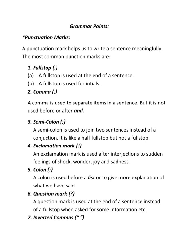Grammar Points: Punctuation Marks | PDF