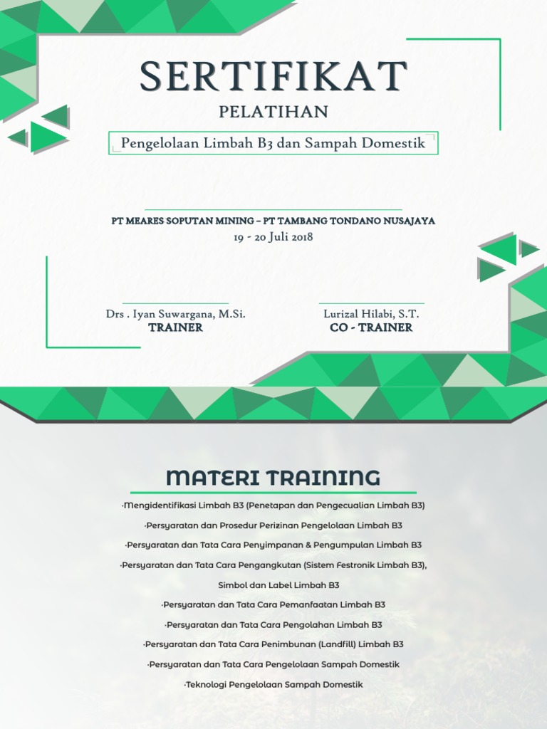 Sertifikat Training | PDF