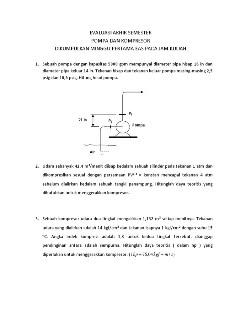 Eas Pompa Dan Kompresor Genap 2017 | PDF