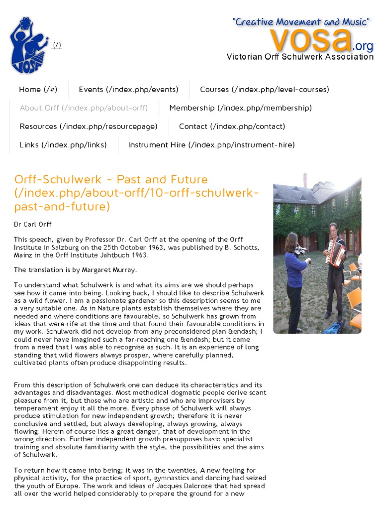 Orff-Schulwerk - Past and Future VOSA | PDF | Musical Instruments | Dances