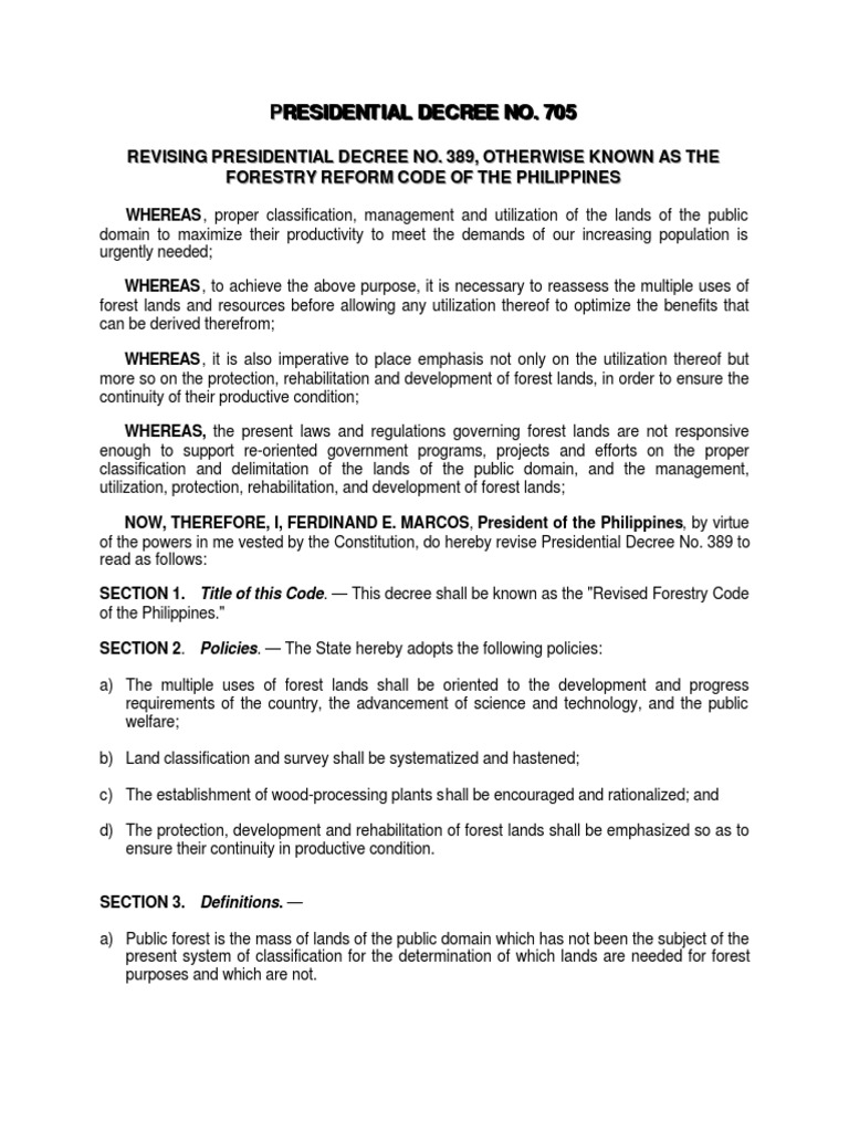 PD 705 | PDF | Forests | Taxes