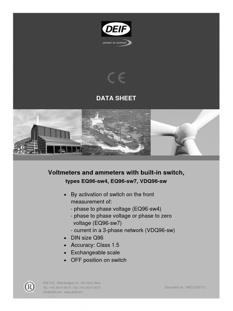 Volt- and ammeters w. switch data sheet 4921210077 UK.pdf | Voltage ...