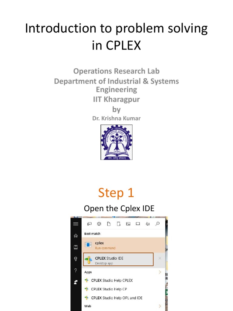 Introduction To Problem Solving in Cplex | PDF