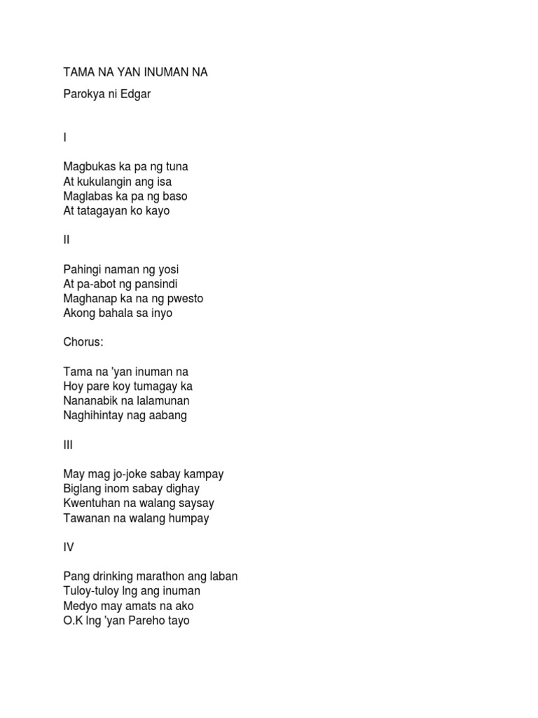 Tama Na Yan Inuman Na | PDF