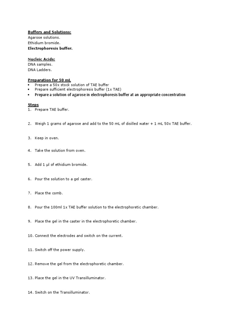 Buffers And Solutions Pdf Agarose Gel Electrophoresis Life Sciences