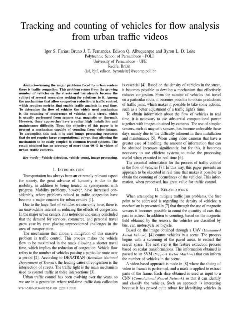 Tracking and Counting of Vehicles For Flow Analysis From Urban Traffic ...