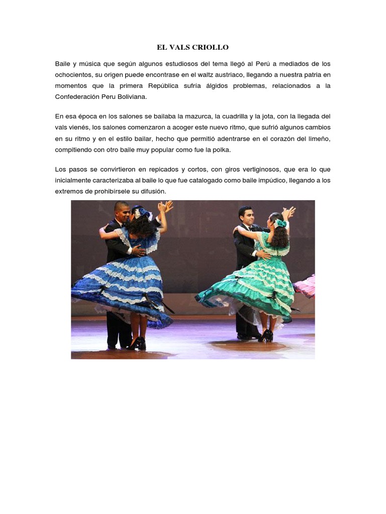 El Vals Criollo | PDF | Las artes escénicas | Bailes