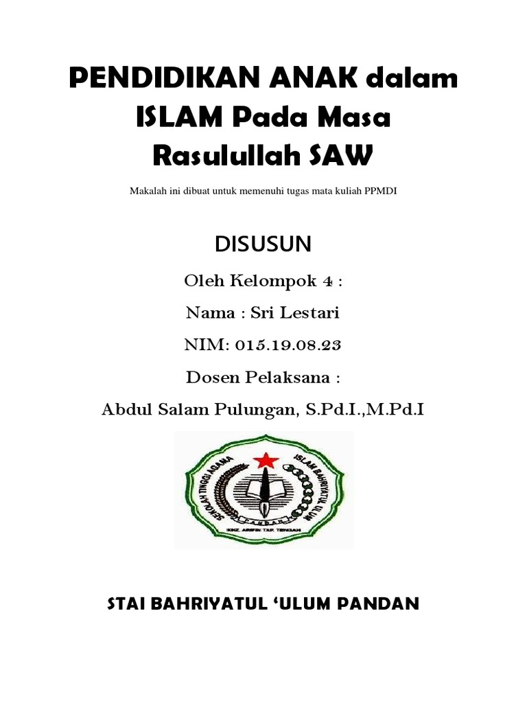 Pendidikan Anak Dalam Islam Pada Masa Rasulullah Saw | PDF