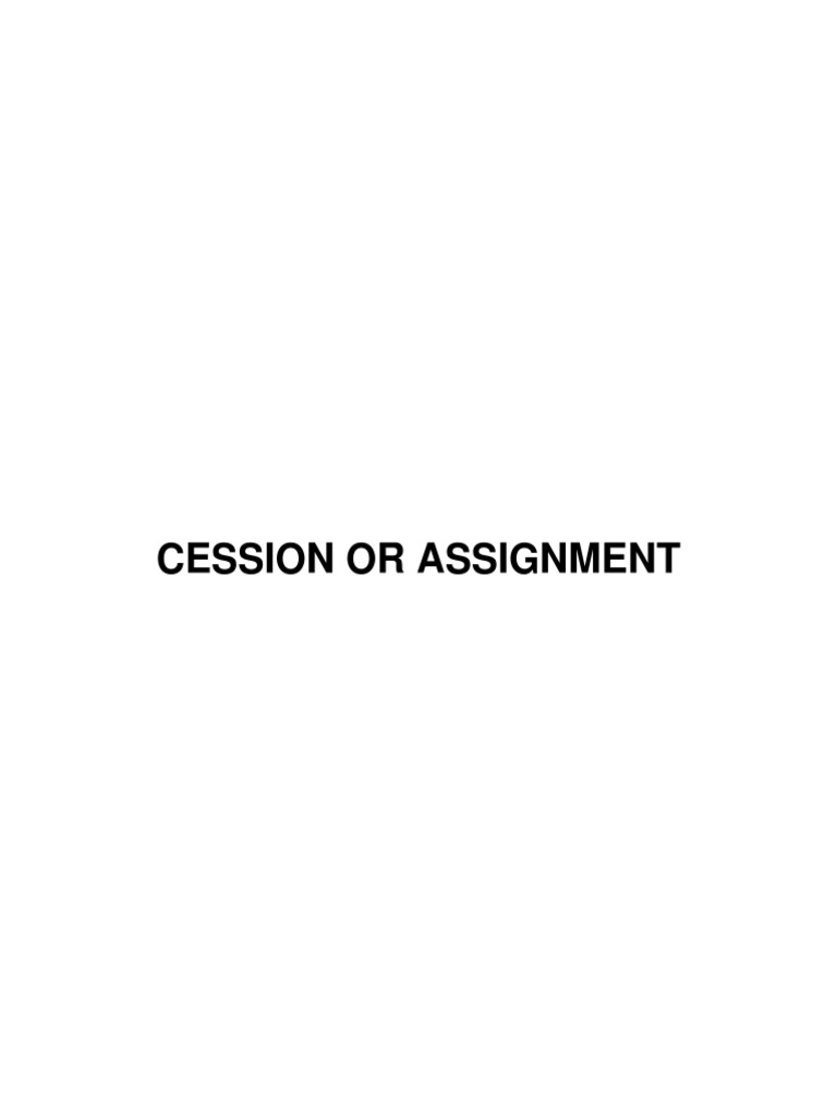 14 Cession or Assignment | PDF | Assignment (Law) | Common Law