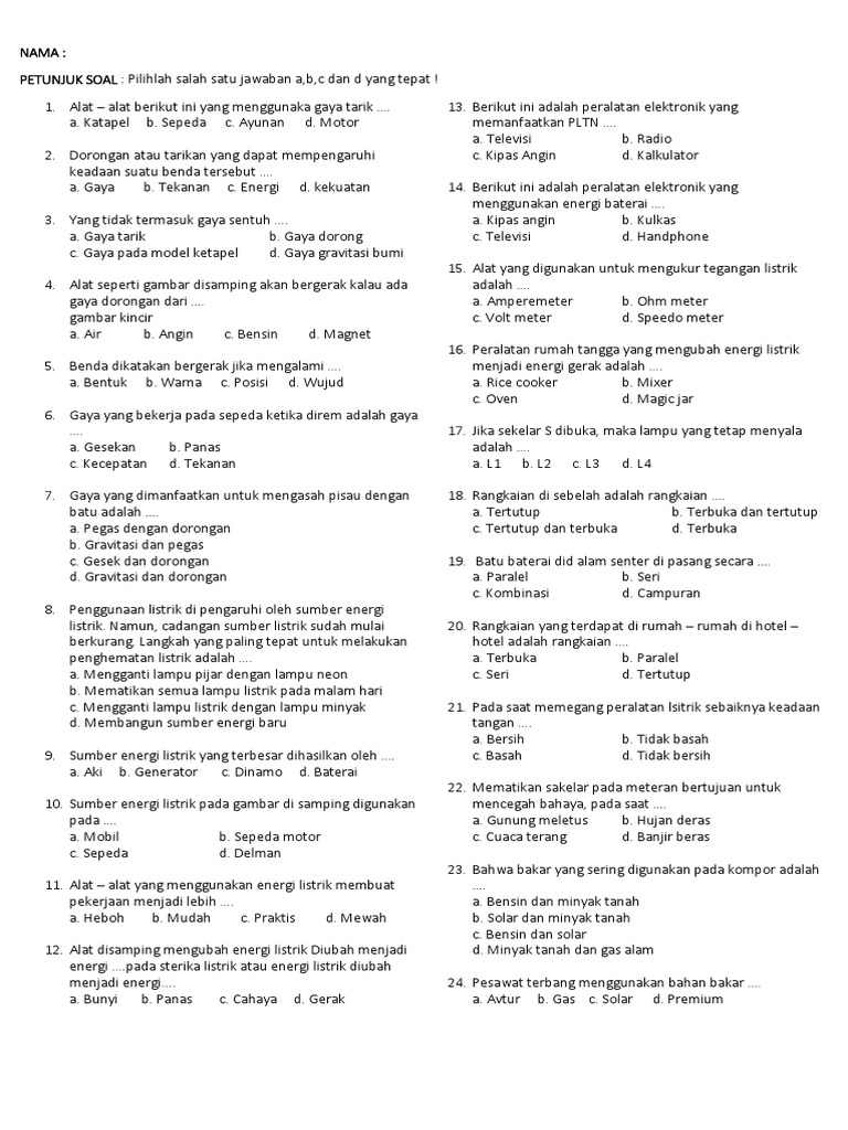 Latihan Soal Ipa Kelas 6 | PDF