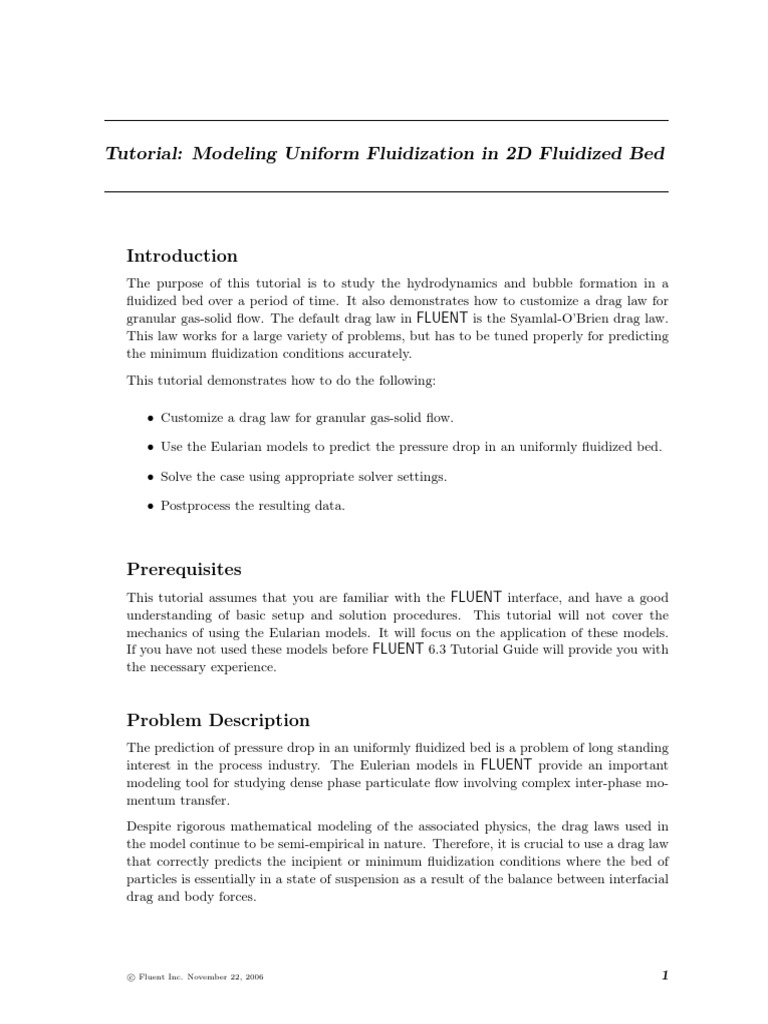 Tutorial Modeling Uniform Fluidization in 2D Fluidized Bed | PDF ...