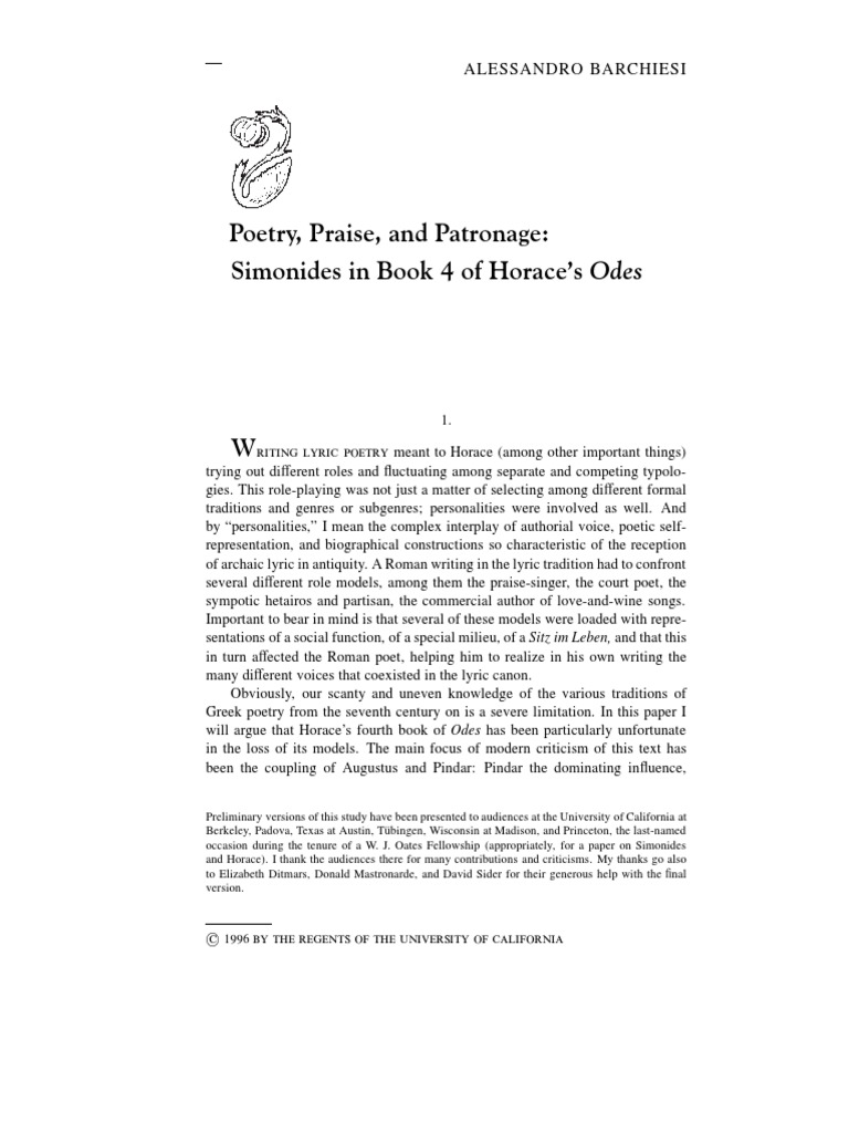 Horace's Odes: Simonides' Influence | PDF | Horace | Poetry