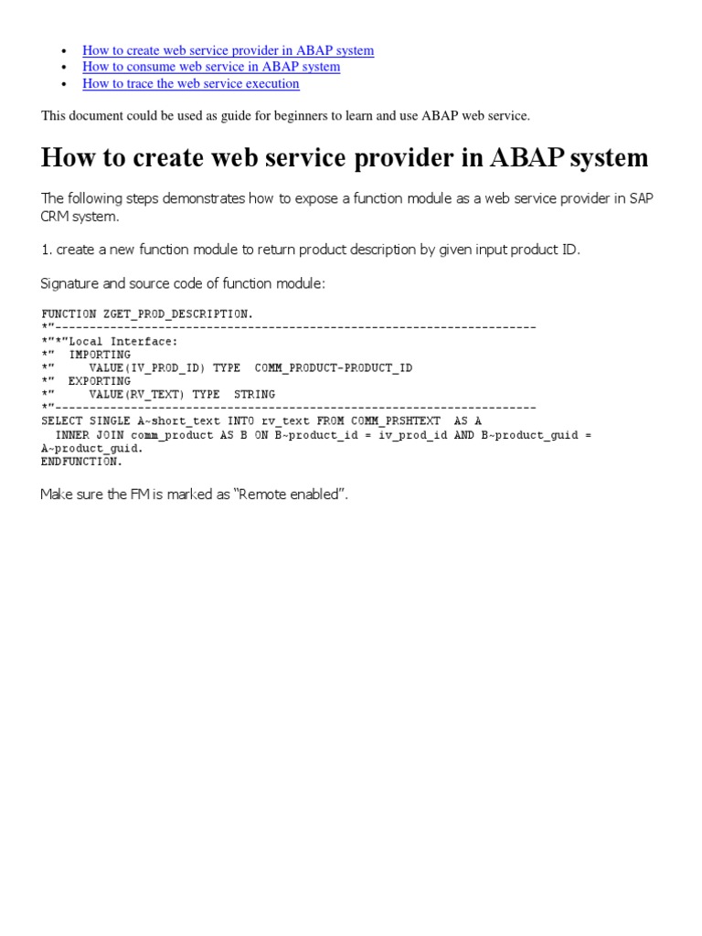 A Guide to Creating and Consuming Web Services in ABAP | PDF | Hyperlink | Web Service