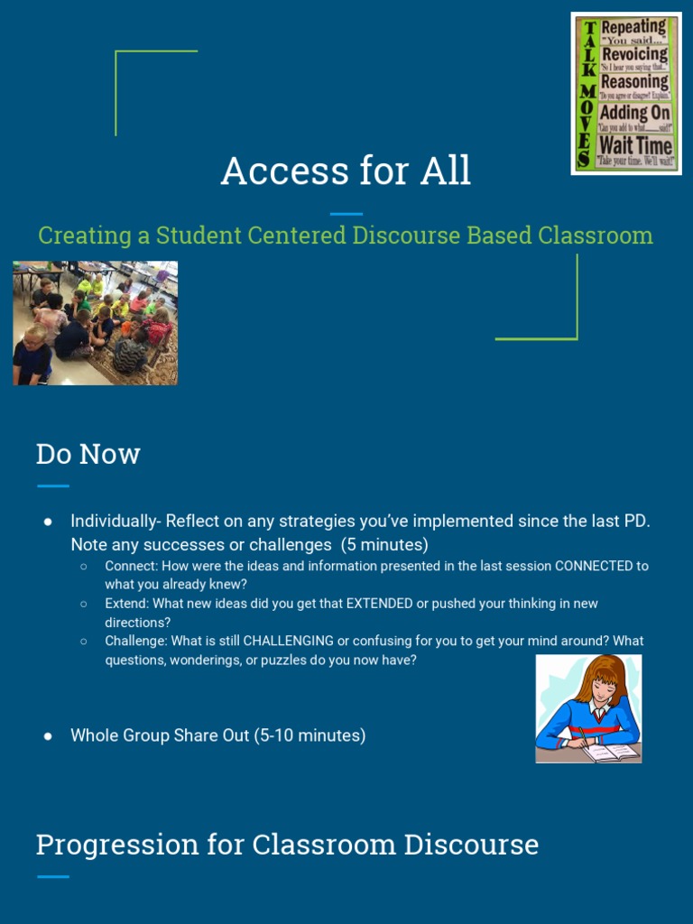 Day 2 - Access For All Creating A Student Centered Discourse Based ...