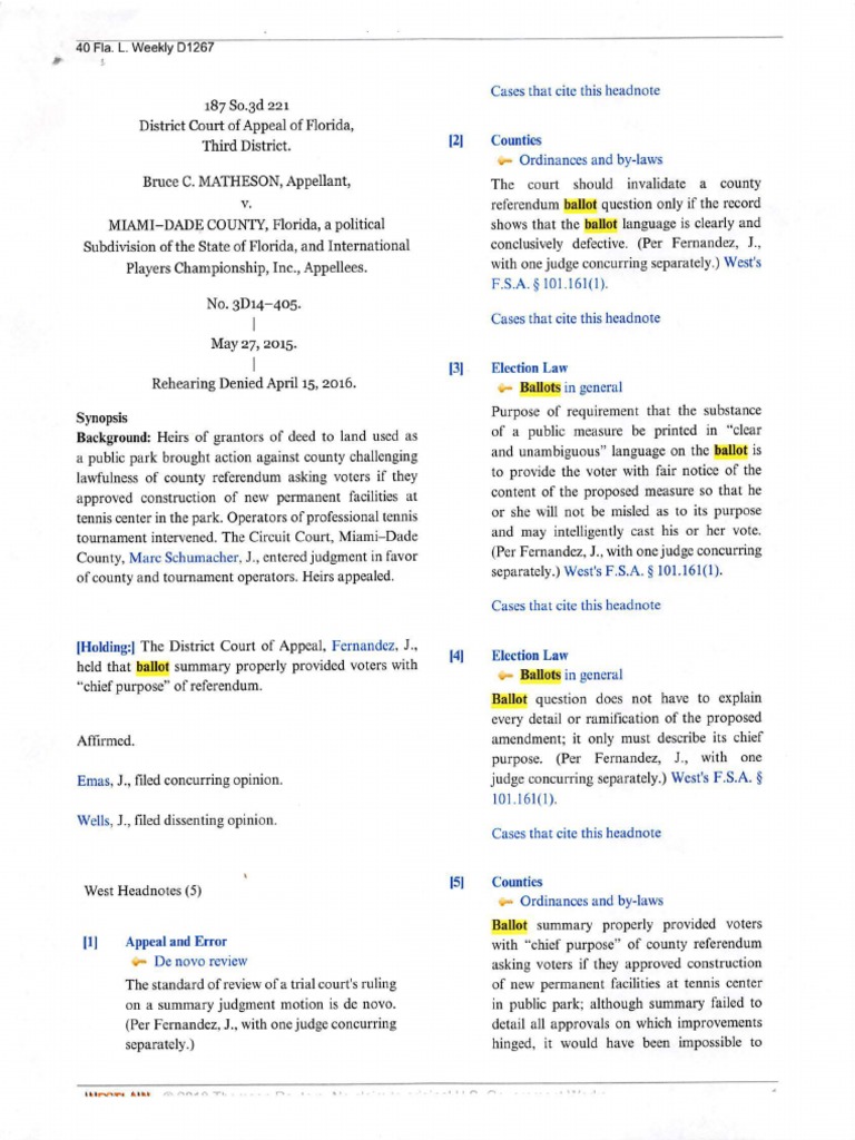 3rd DCA On Miami-Dade Co Vs Matheson 2015 | PDF | Miami Dade County ...