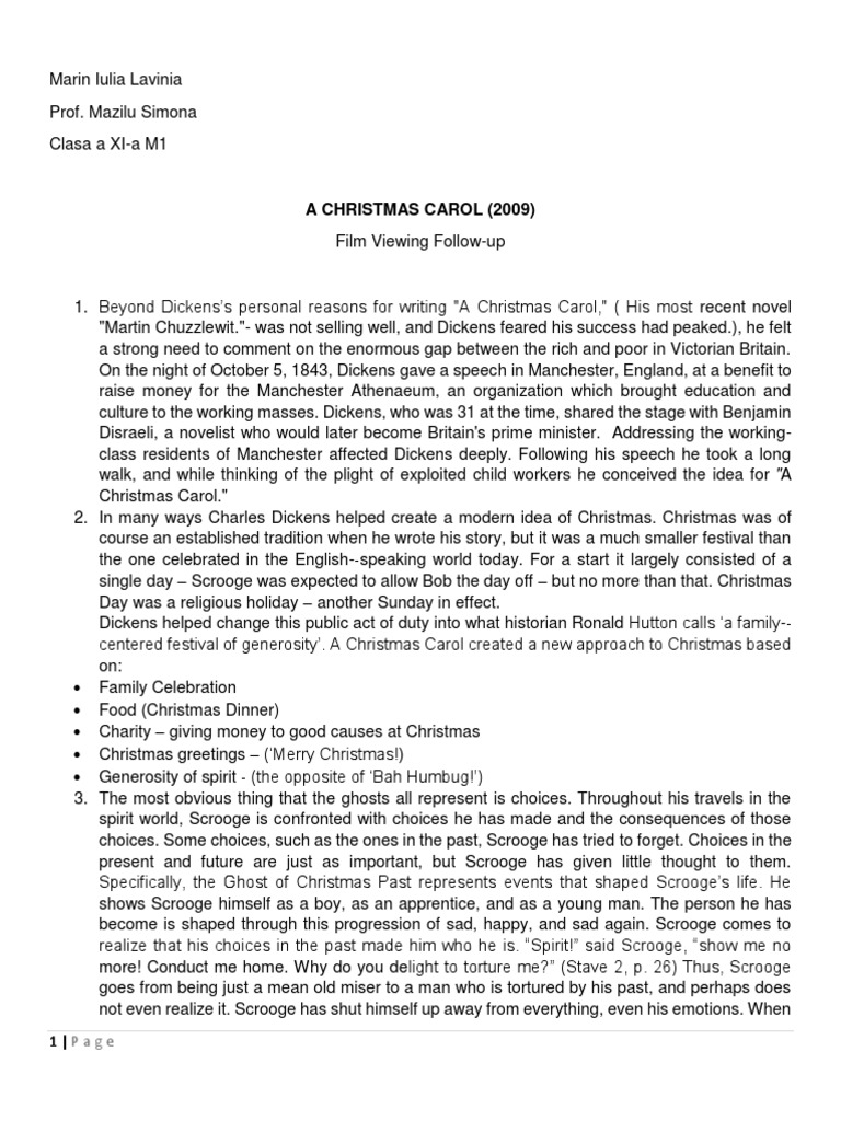 A Christmas Carol Assignment | Download Free PDF | Ebenezer Scrooge | A ...