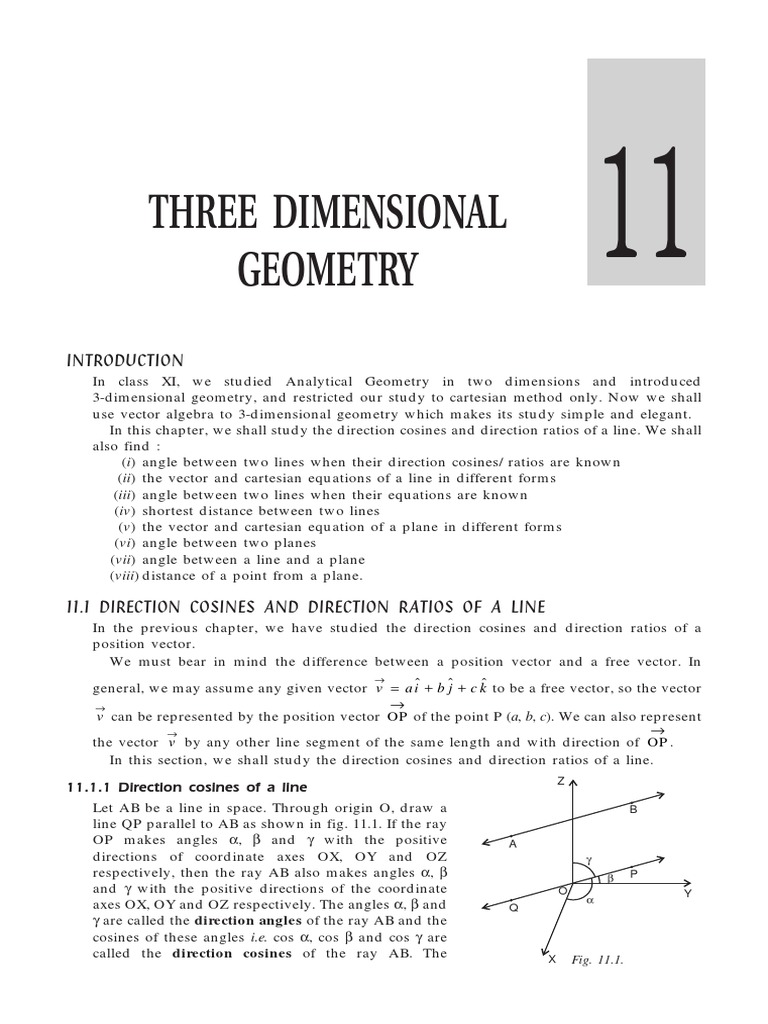 Class 12 3D Geometry Concepts and Formulas | PDF | Line (Geometry ...
