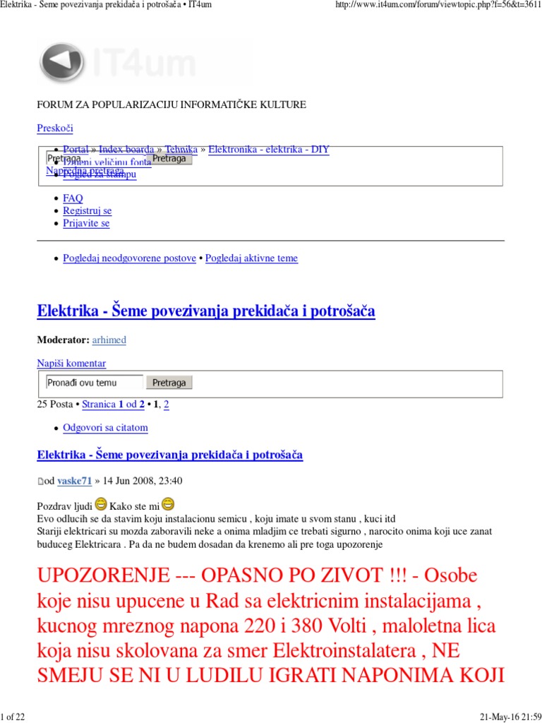Elektrika - Šeme Povezivanja Prekidača I Potrošača - IT4um | PDF