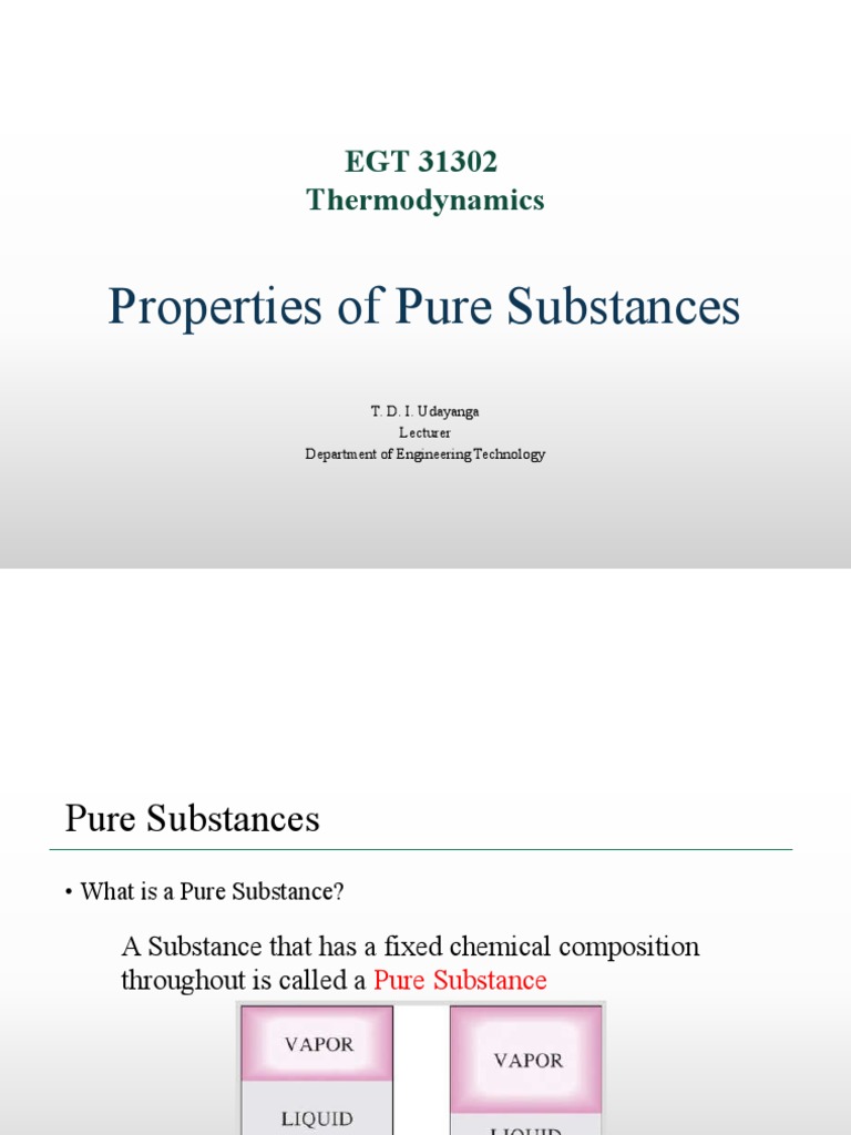 Properties of Pure Substances | PDF | Phase (Matter) | Latent Heat