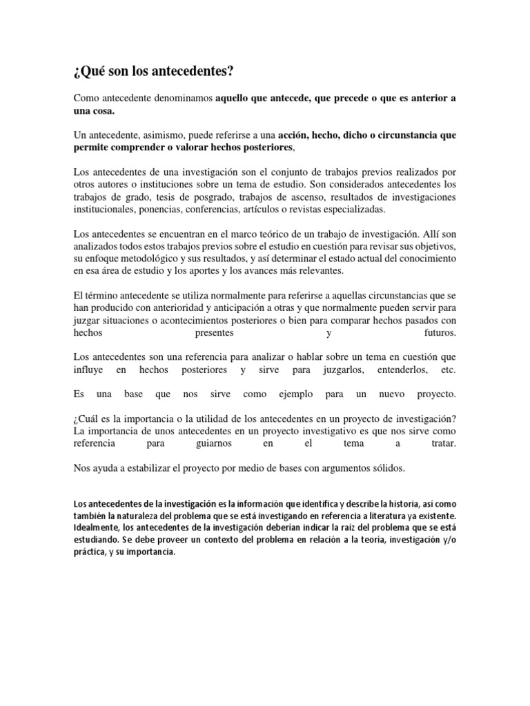 Los Antecedentes | PDF | Conocimiento | Teoría