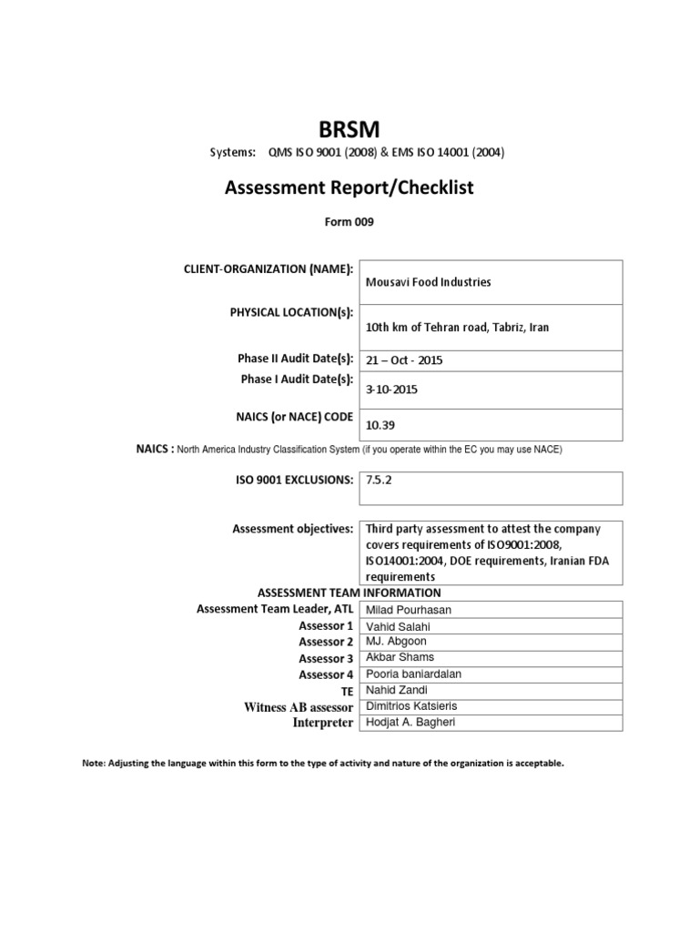 BRSM Form 009 Qmsems Mfi | PDF | Wastewater | Iso 9000