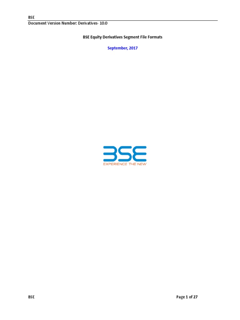 File Formats of BSE F&O Segment - Sept 2017 | PDF | Option (Finance ...