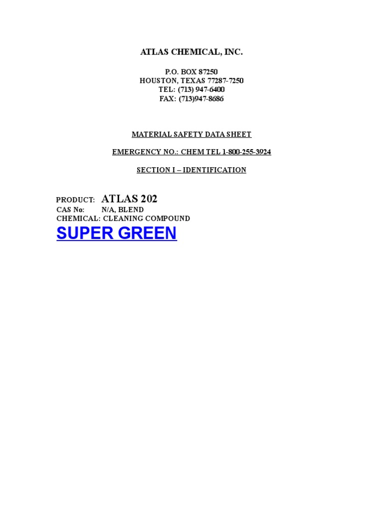 Atlas 202 Msds | PDF | Water | Surfactant