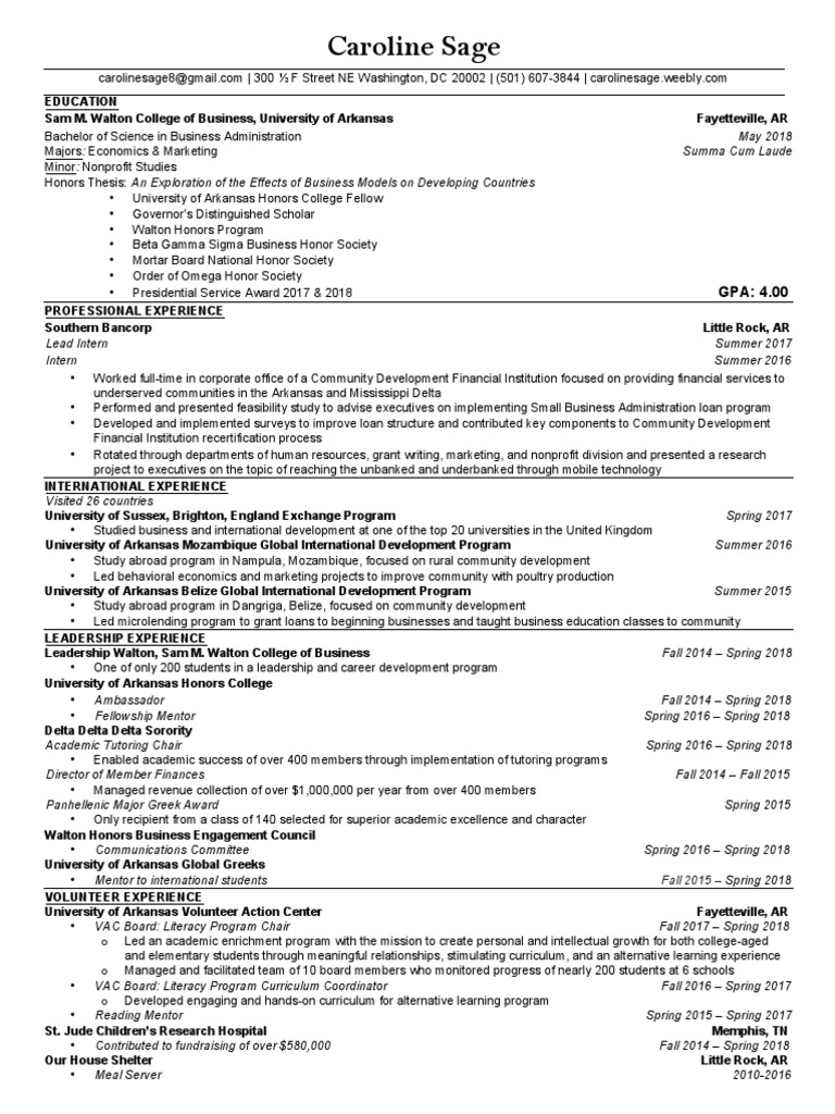 Caroline Sage Resume | PDF | University | Business