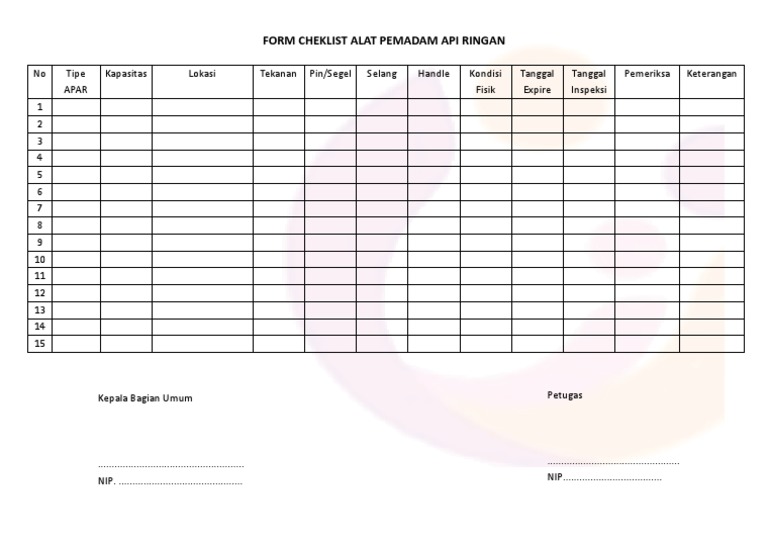 Form Ceklist Apar | PDF