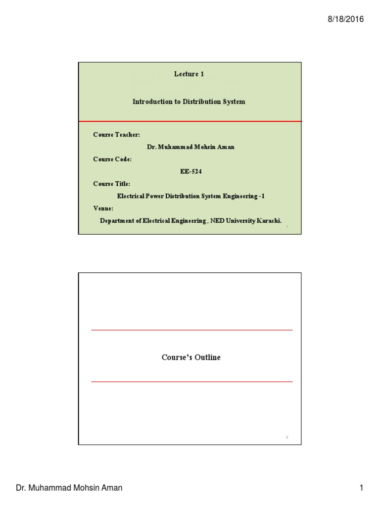 Introduction To Distribution System | PDF | Electric Power Distribution ...
