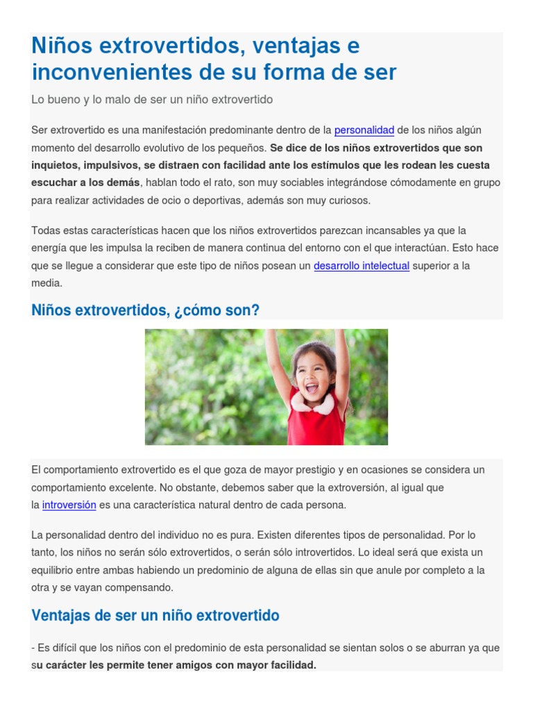 Niños Extrovertidos | PDF | Autoestima | Adultos
