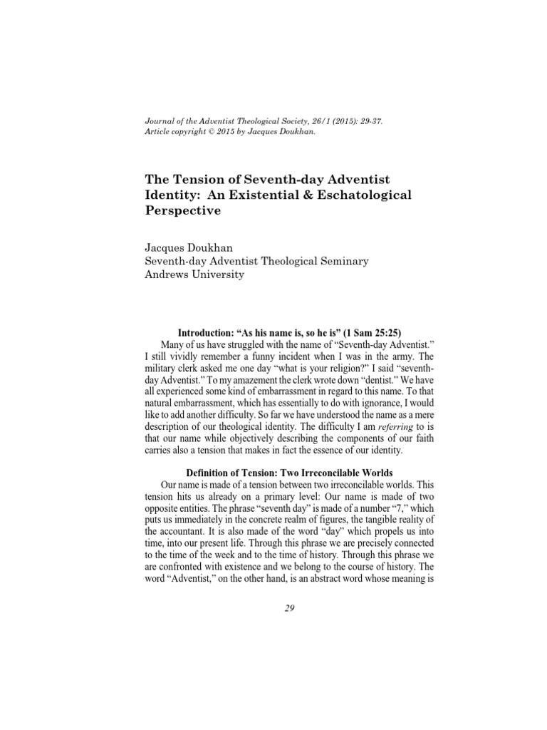 Doukhan - Tension of SDA Identity Formatted | PDF | Genesis Creation ...