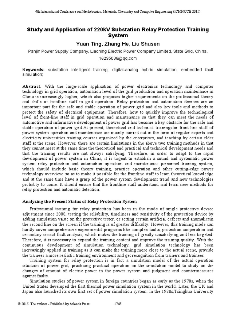 Study and Application of 220kV Substation Relay Protection Training ...