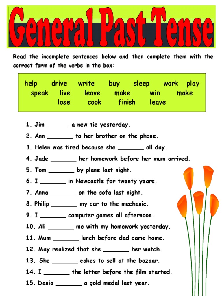 General Past Tense Verb Exercises | PDF