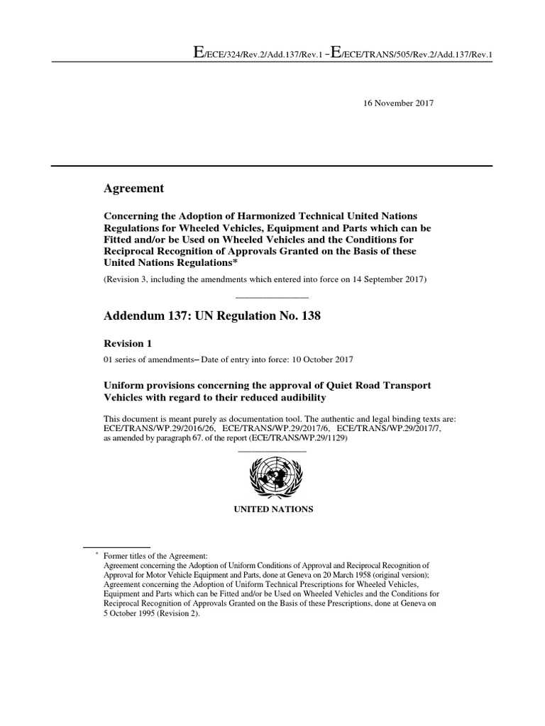 Agreement: United Nations | PDF | Vehicles | Engines